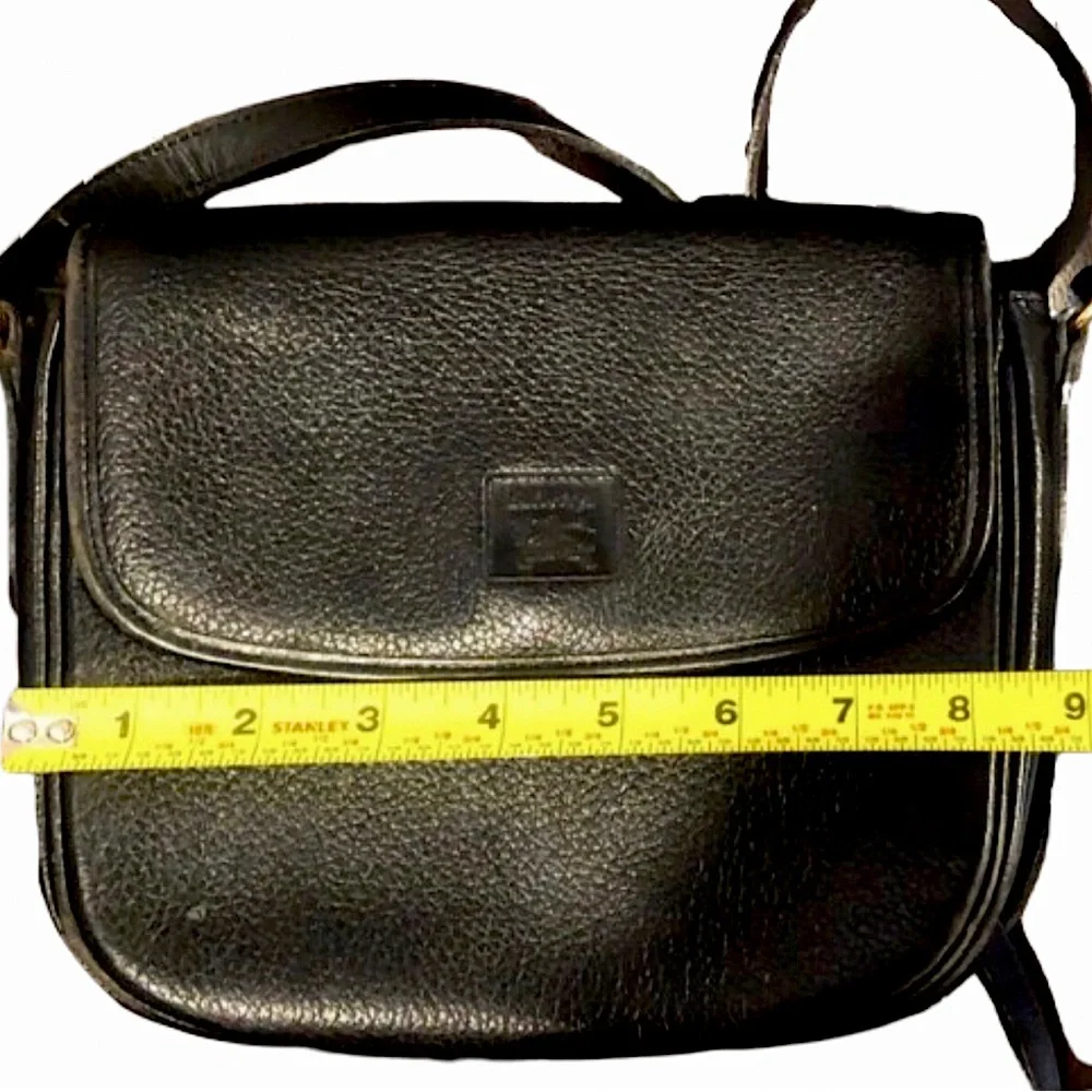 Burberry | Bags | Vintage Burberrys Black Leather Single Flap Nova ...